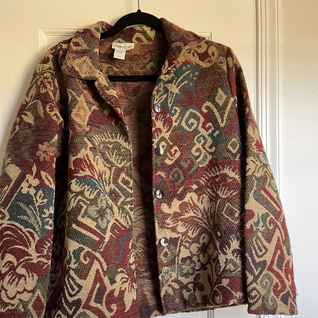 Tapestry jacket 🍁 Soft polyester, acrylic, and... - Depop