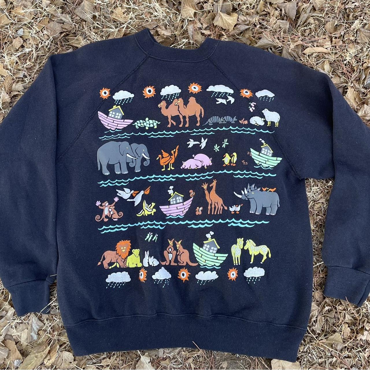 Vtg 90s Noahs Ark Puffy Big Graphic Pullover... - Depop