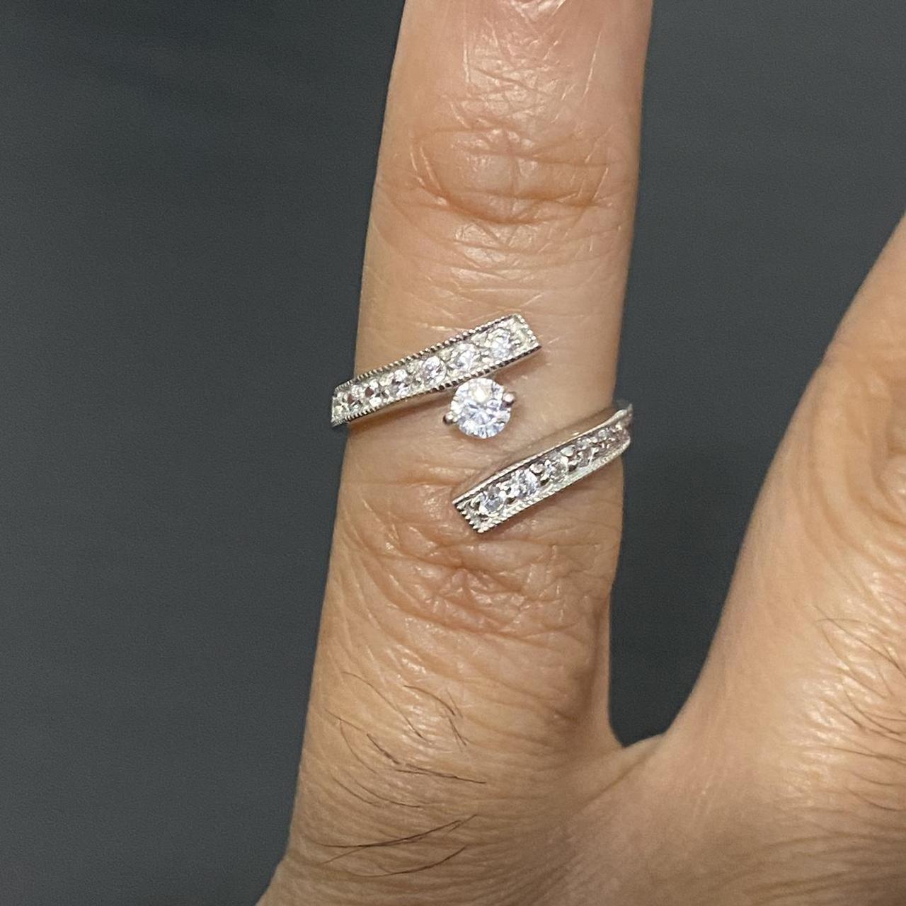 Sterling Silver CZ Bypass Toe Ring Stamped 925.... - Depop