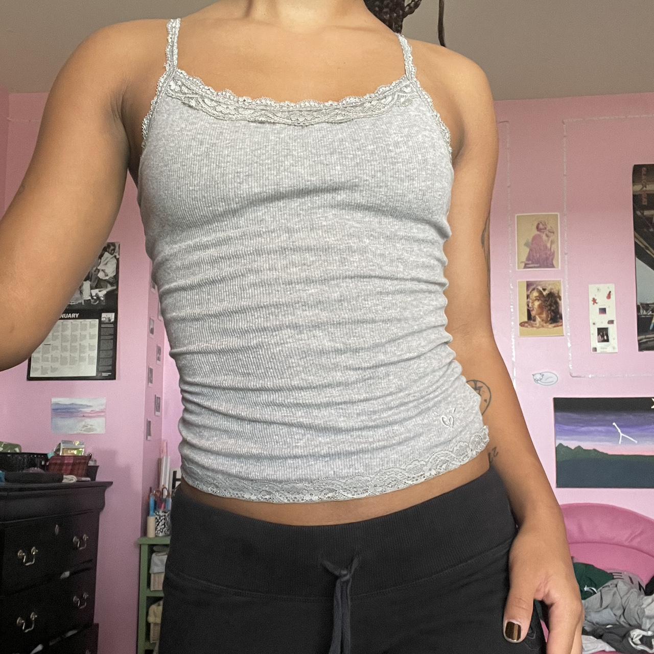 2000s / y2k grey lace justice cami tank top 🩶 is... - Depop