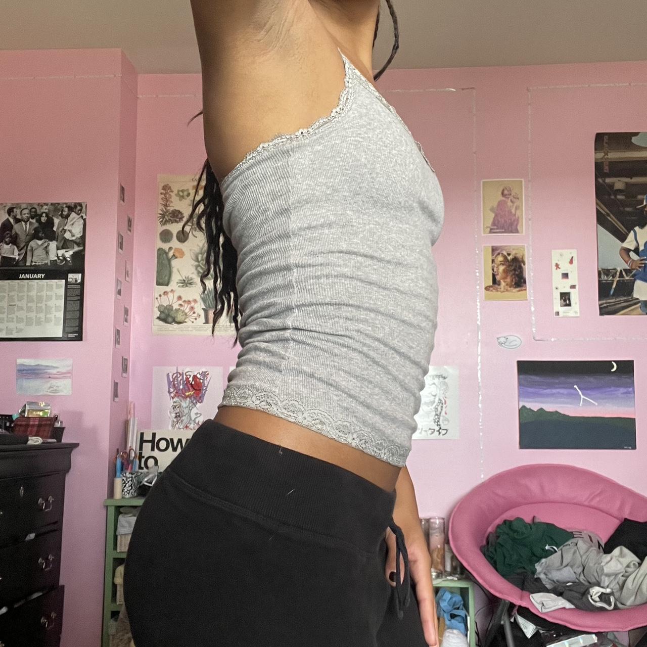 2000s / y2k grey lace justice cami tank top 🩶 is... - Depop