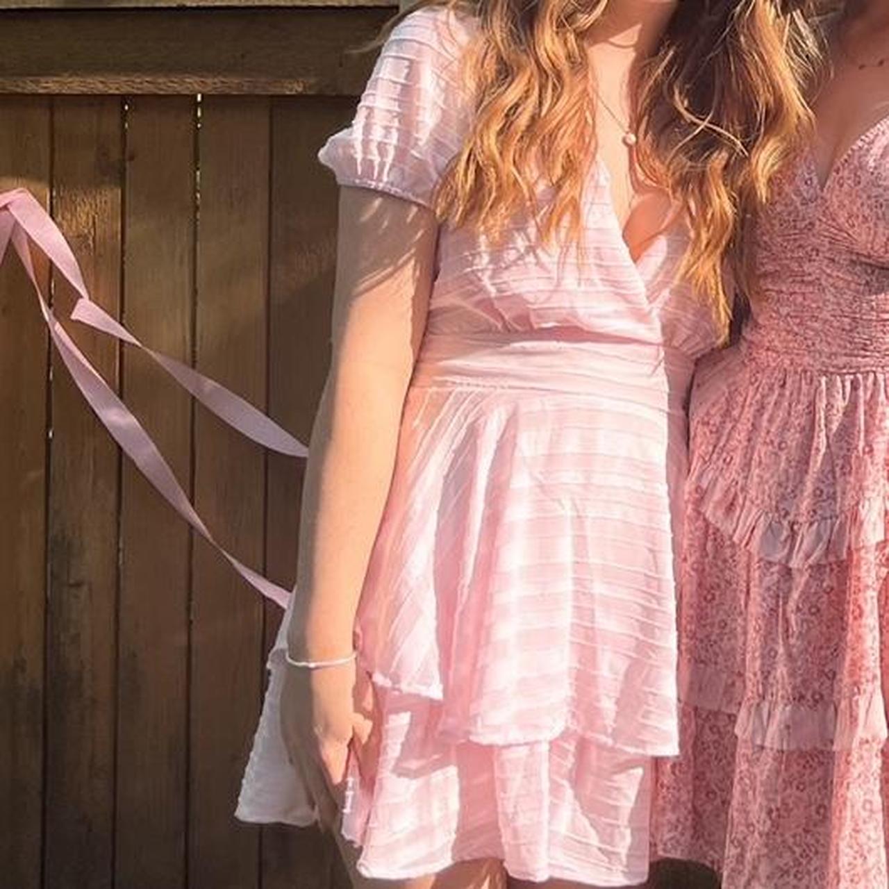 super cute pink ruffle dress from francesca’s. gives... - Depop
