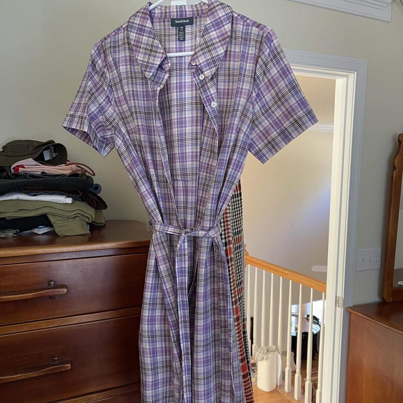 ModCloth Women's Purple and White Dress | Depop