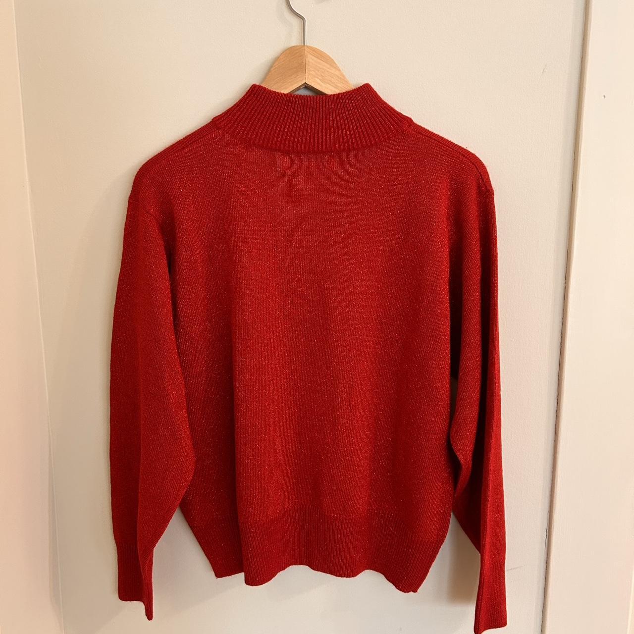 Vintage sparkly red turtleneck sweater ️Depop... - Depop