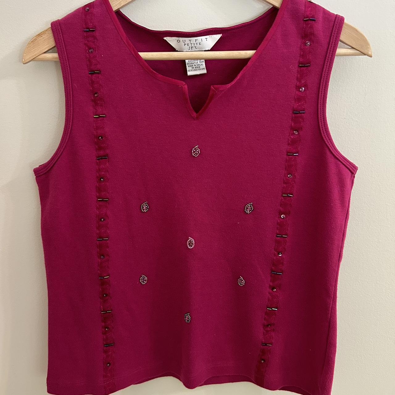 Fuchsia beaded tank Vintage magenta tank top with... - Depop