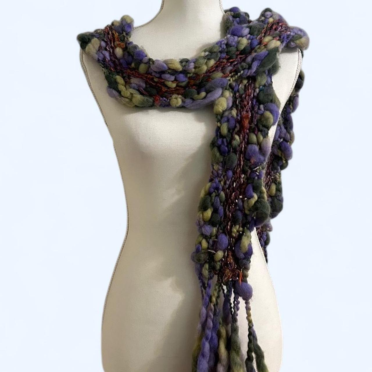 Purple and green wool scarf Amazing one of a kind... - Depop