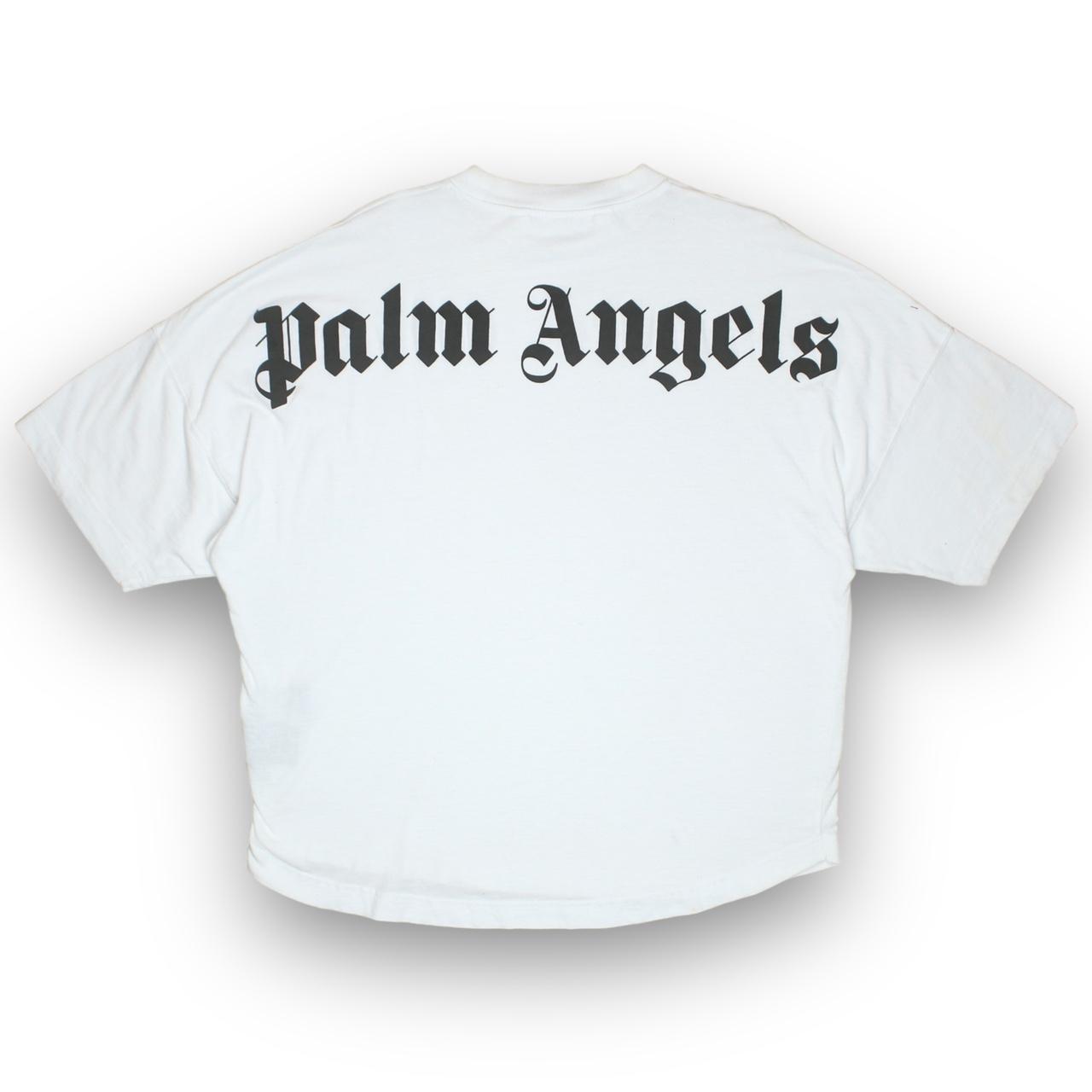 Palm Angels Back Logo Print T-shirt XL White Great... - Depop