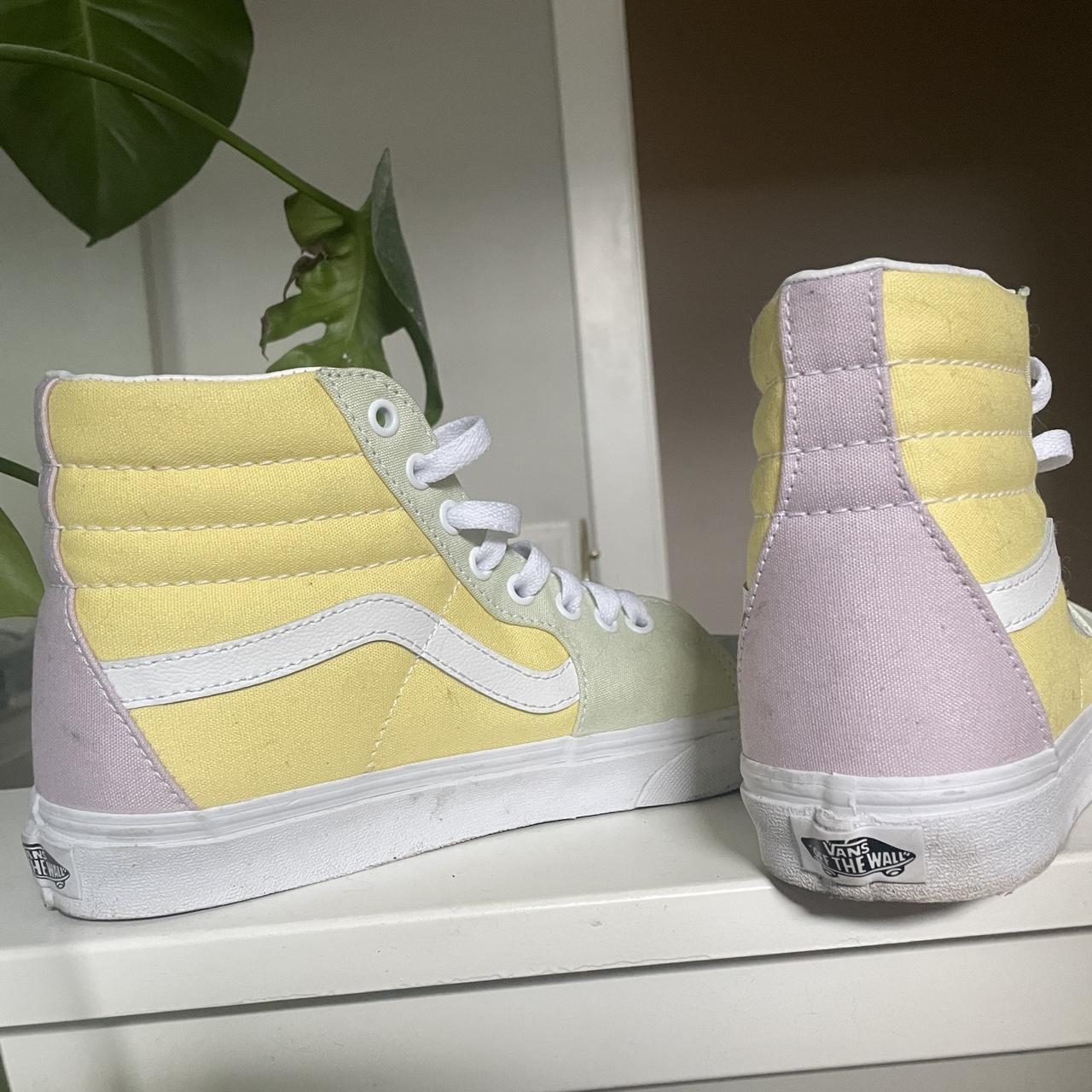 Pastel color block high top vans size 8.5 in... - Depop