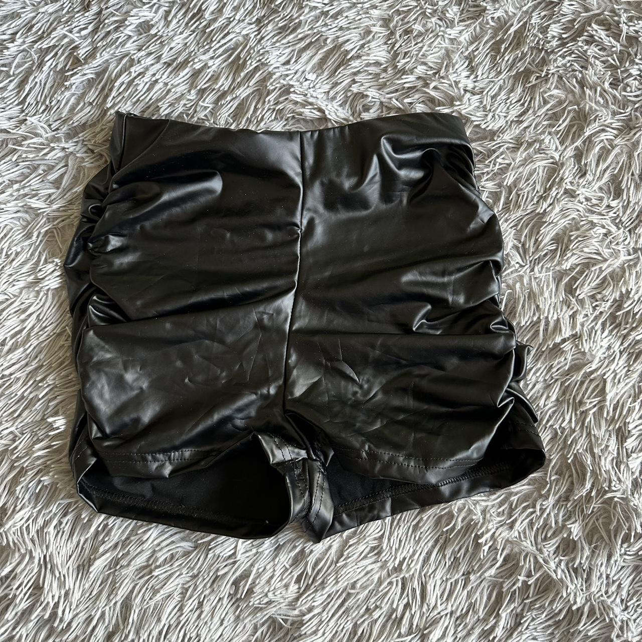 Small Black ruffled rave shorts Never worn - Depop