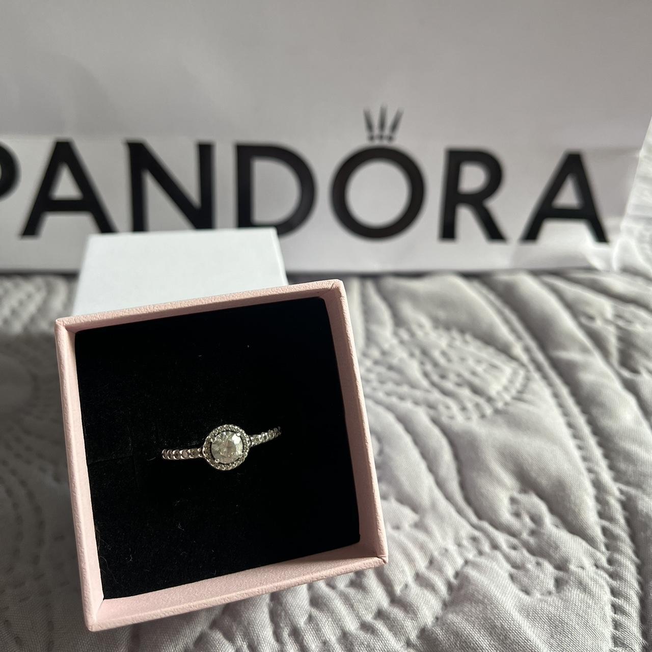 Pandora Classic Sparkle Halo ring Size - 56 - Depop