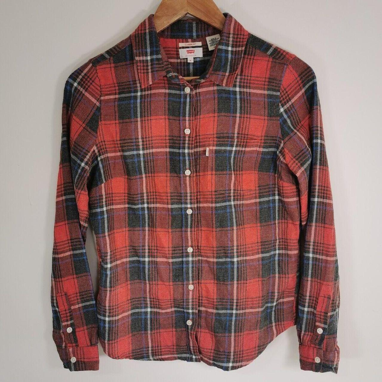 Levis Small Red Checkered Flannel Shirt - Button Up... - Depop