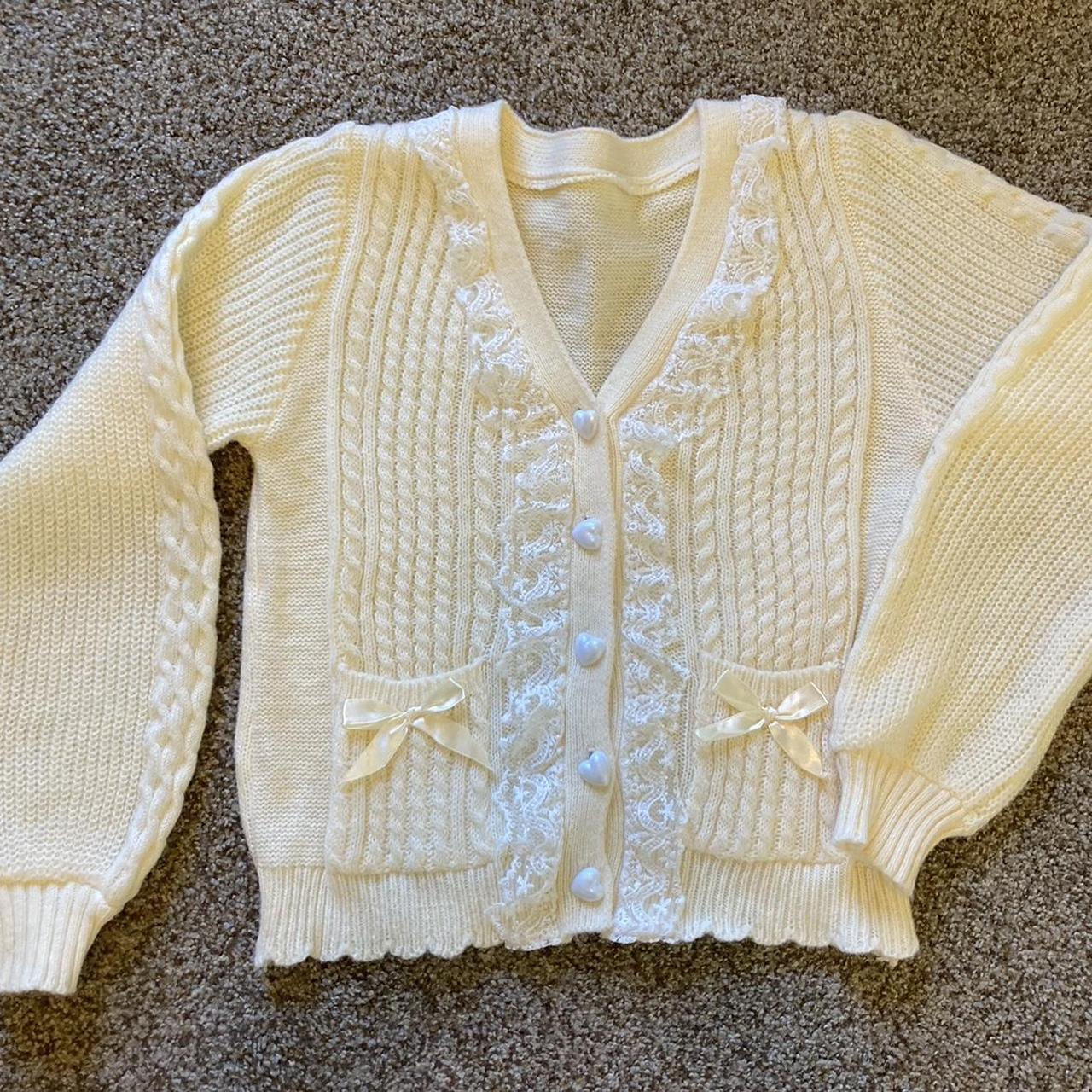 Women's Tan and Cream Cardigan | Depop
