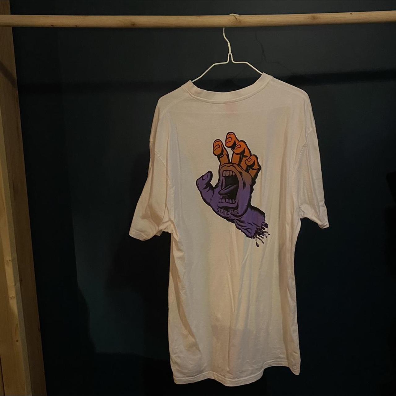 SANTA CRUZ ‘Monster hand’ graphic print tee. White... - Depop