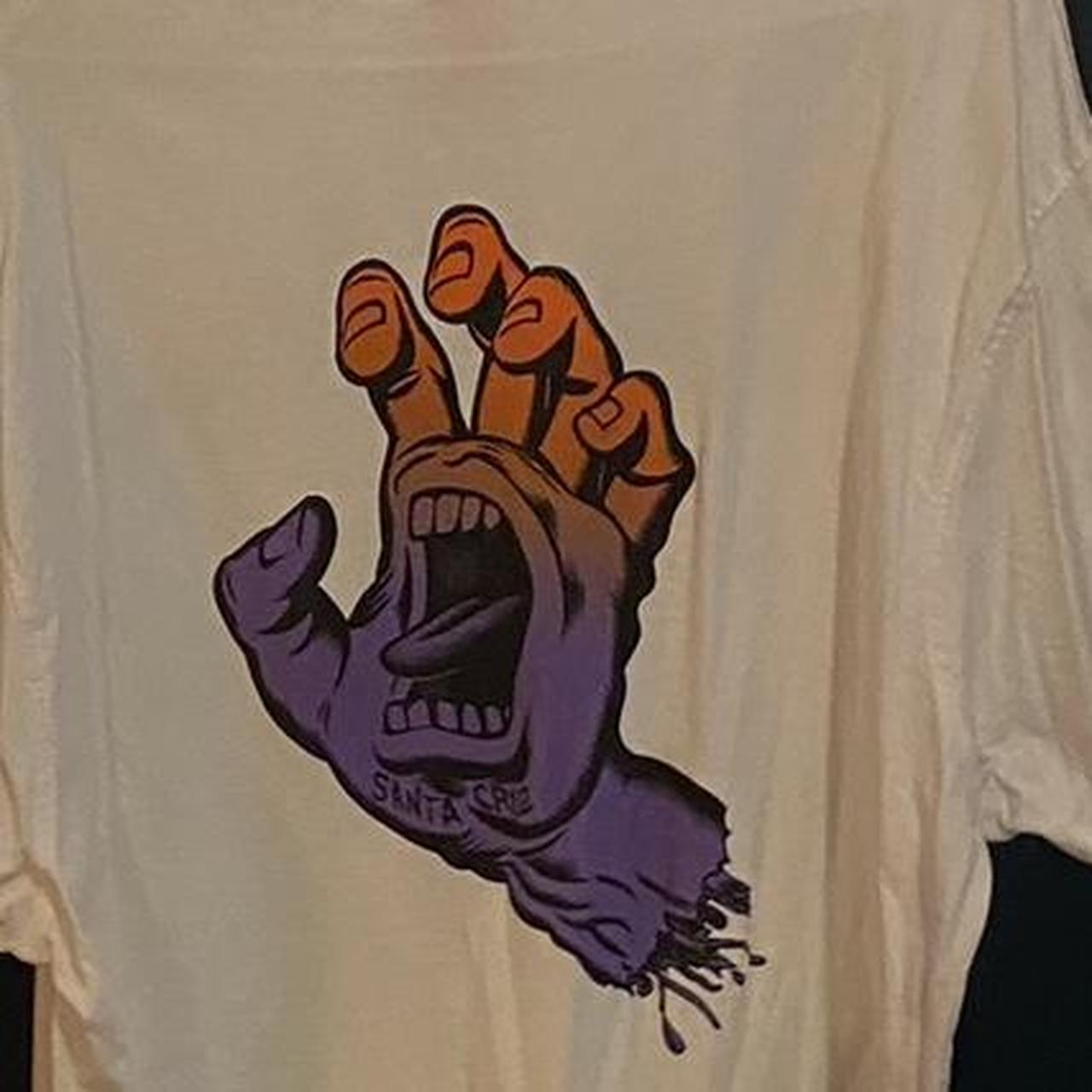 SANTA CRUZ ‘Monster hand’ graphic print tee. White... - Depop