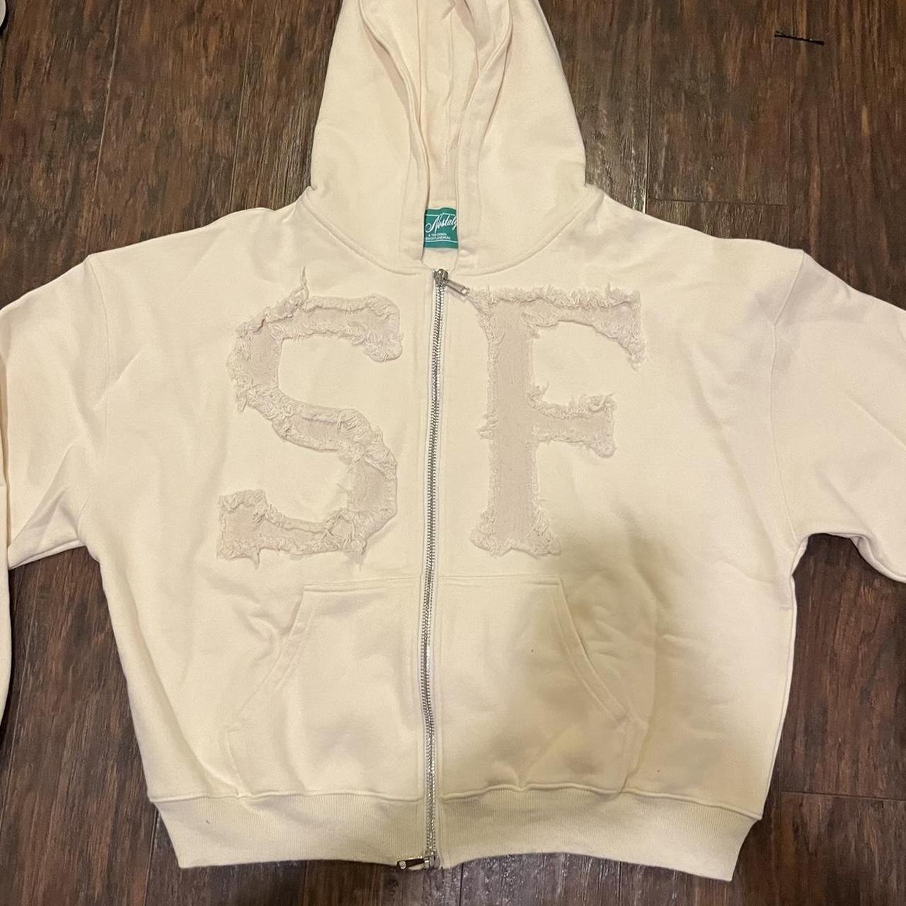 cream memory lane park zip up - Depop