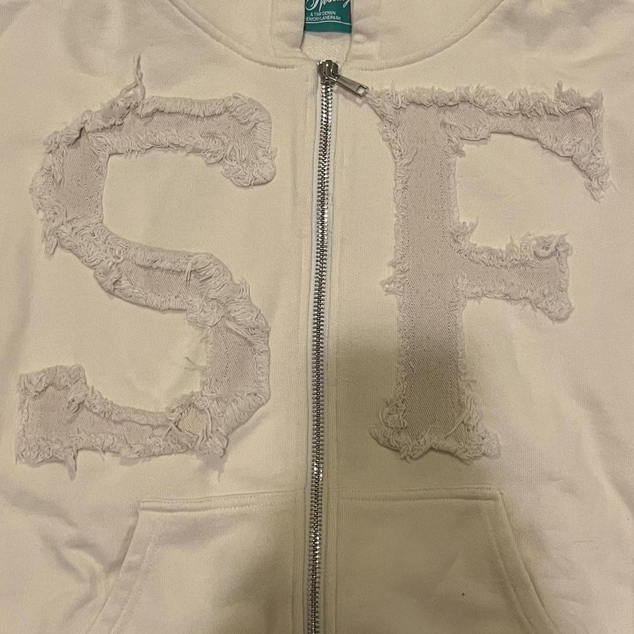 cream memory lane park zip up - Depop