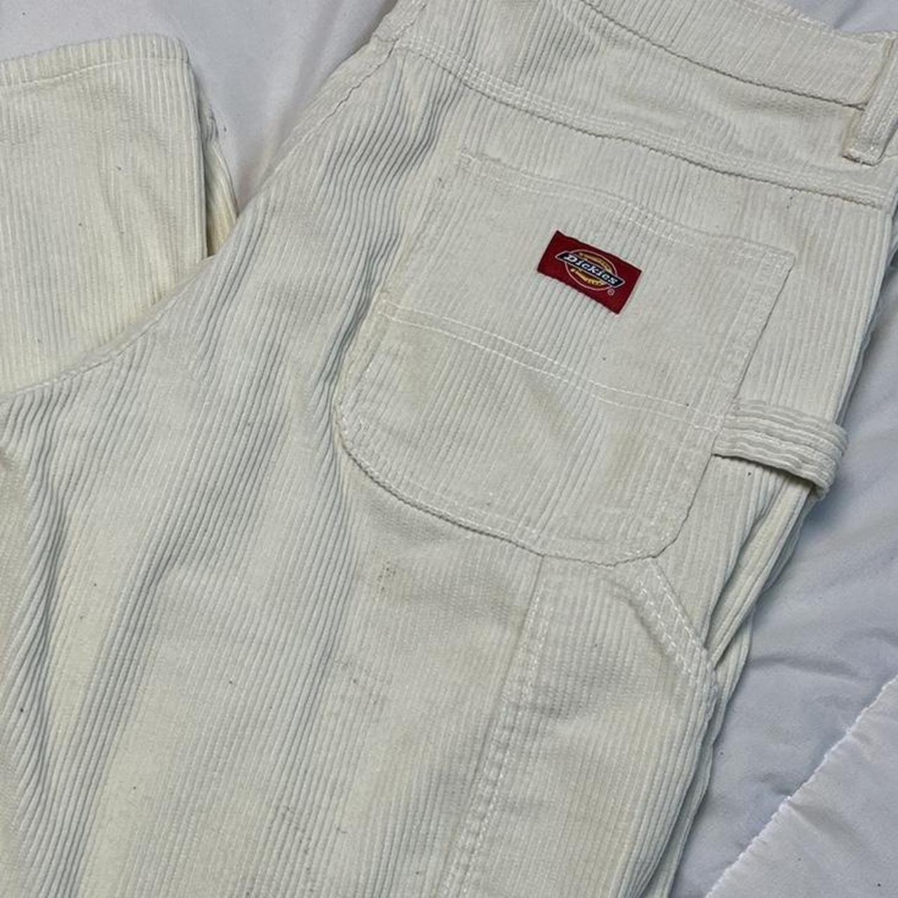 dickies cargo pants- corduroy material. cream... - Depop