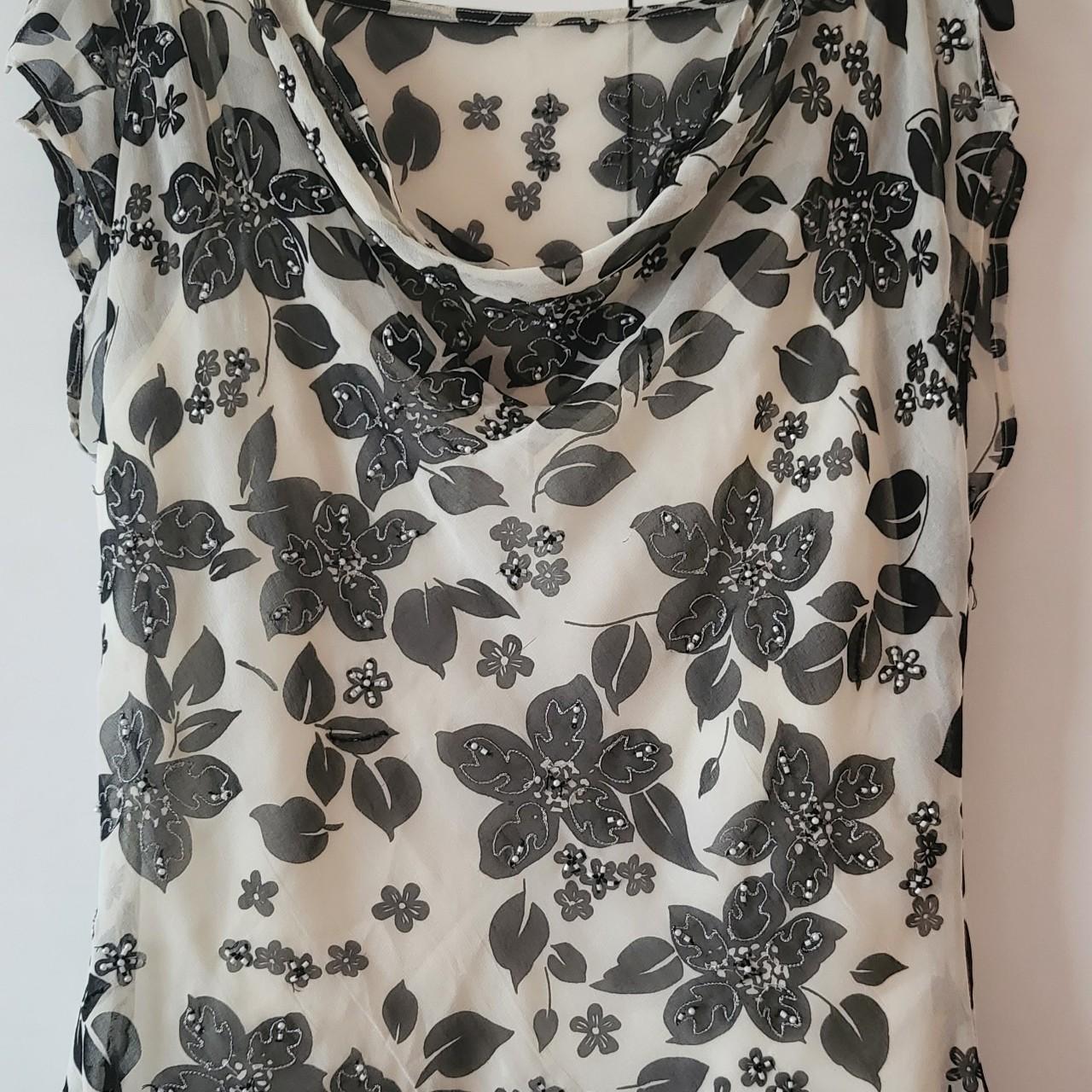 Sequined black and white formal tank top with inner... - Depop