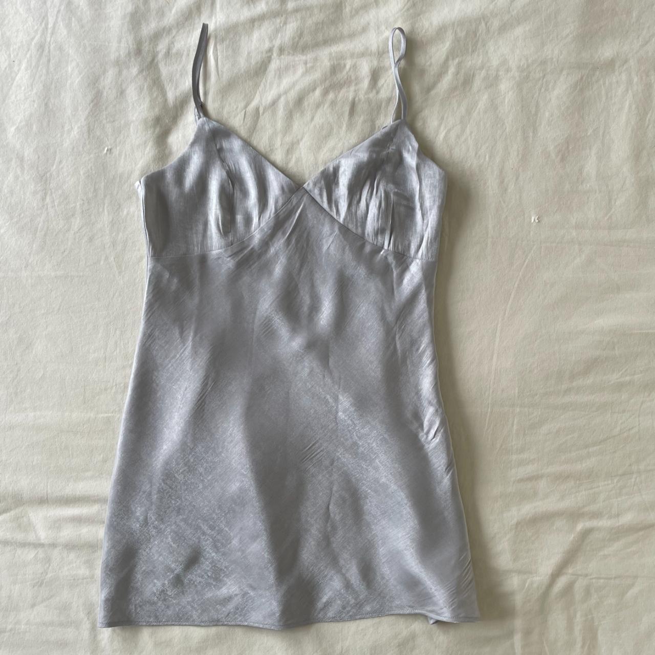 H&M divided silver satin miniiii dress size M 17.5... | Depop