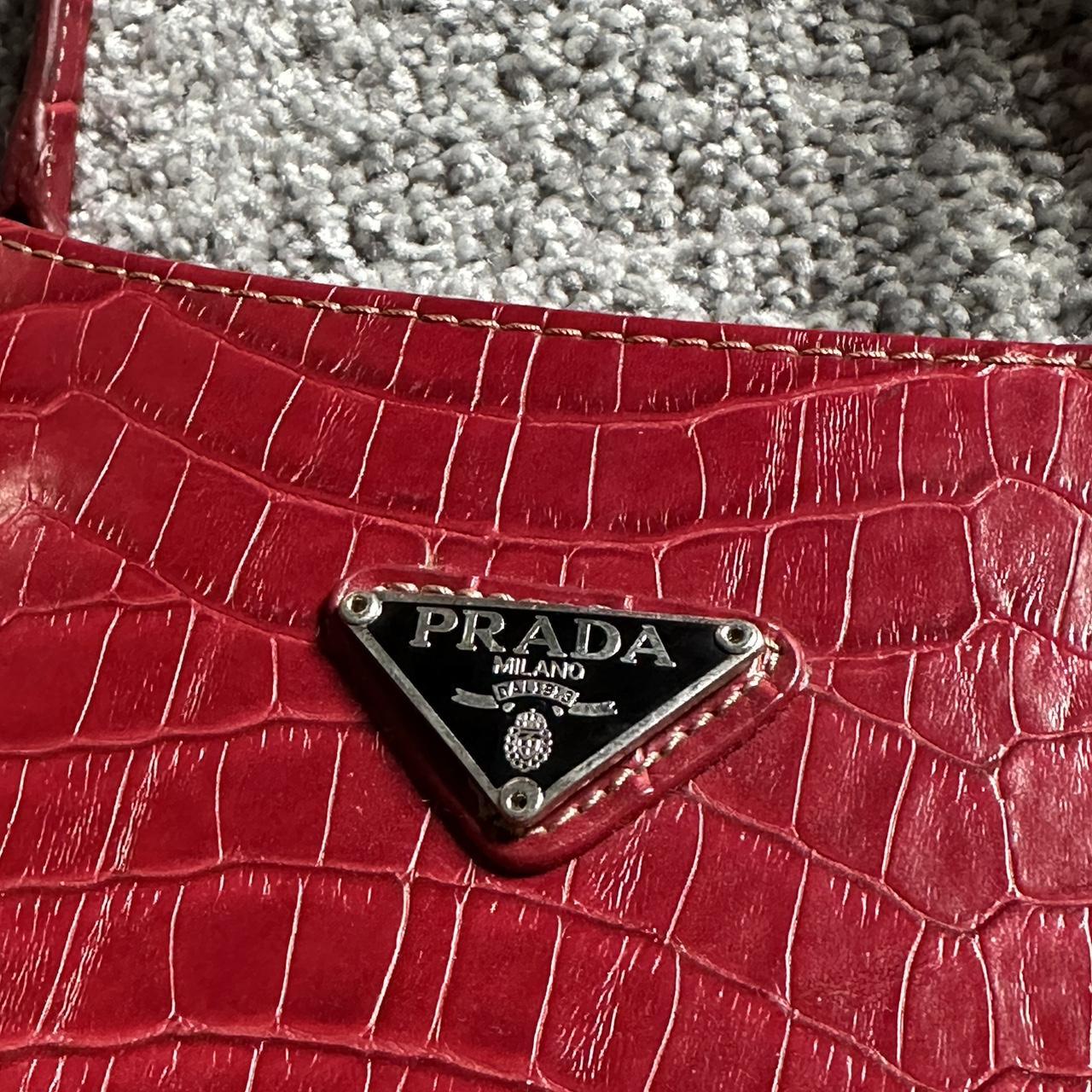 Red leather snakeskin Prada shoulder bag. Please... - Depop