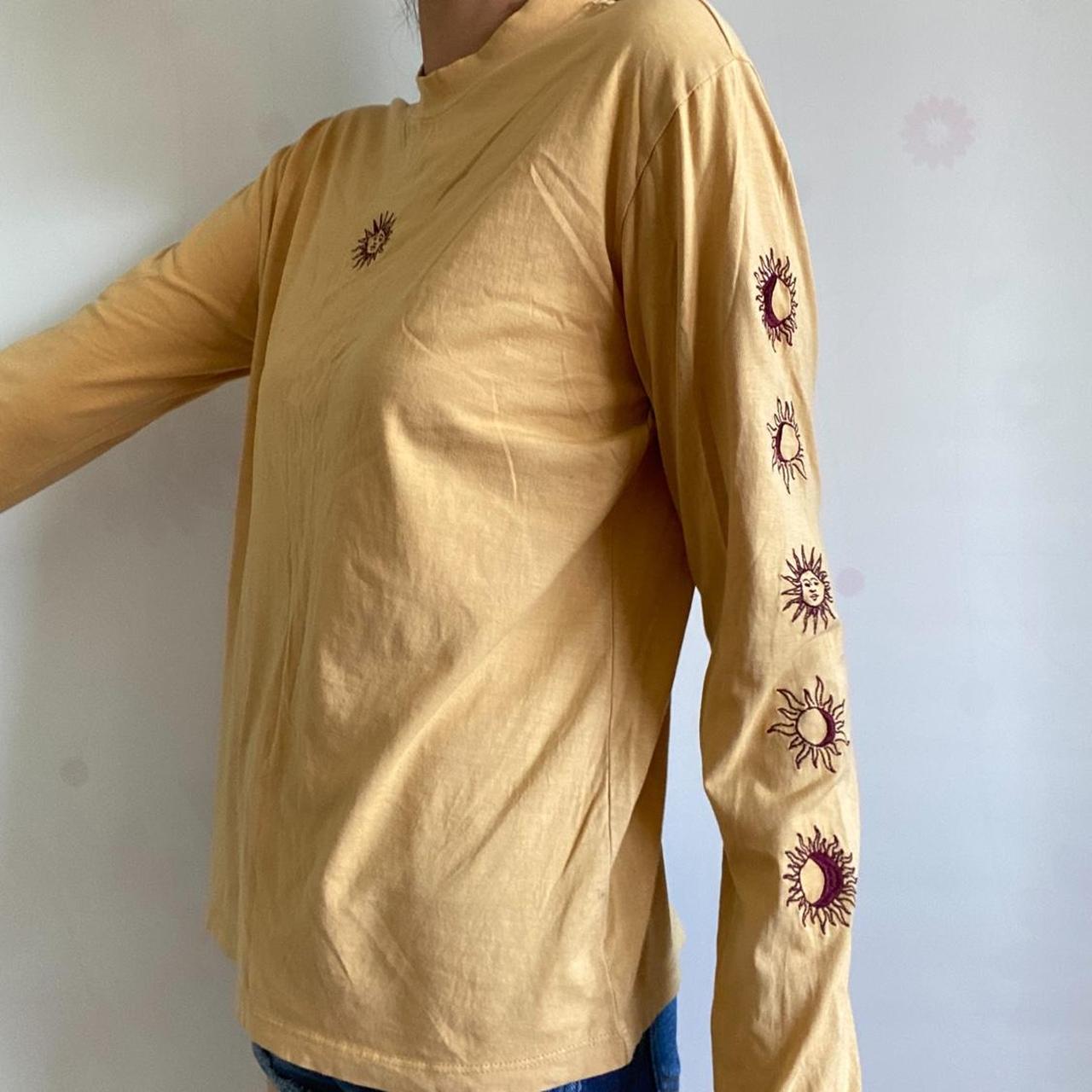 yellow sun print graphic top the cutest long sleeve... - Depop
