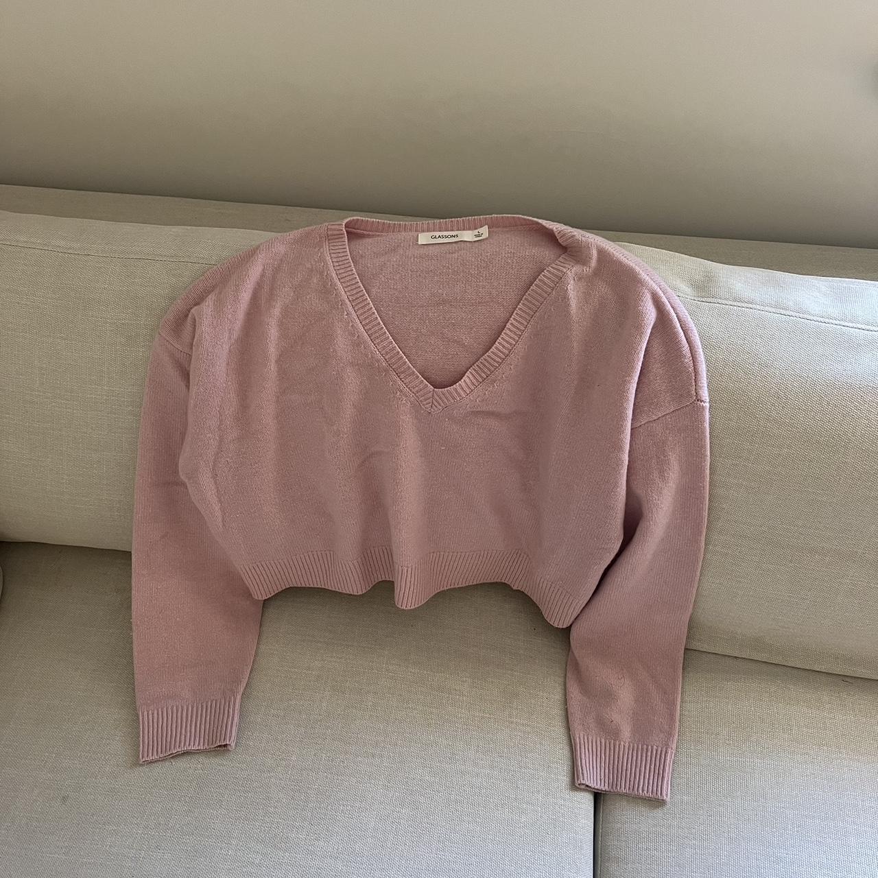 pink cropped glassons knit in size l 👛 - Depop