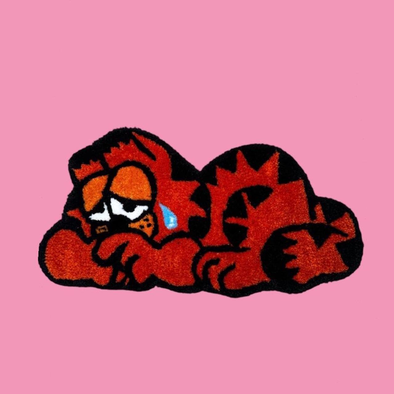 Pouty Garfield 😿 ️‍🩹 tufted wall hang 11x21 Has rings... - Depop