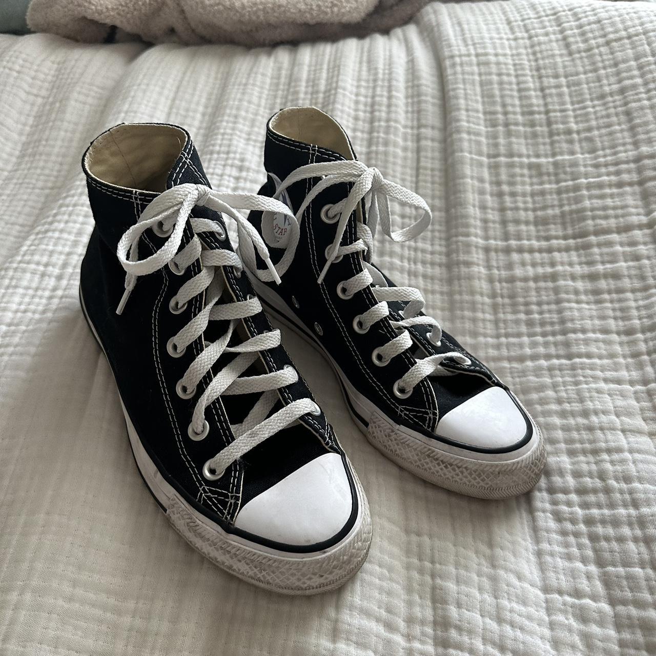 Women’s black high top converse. Lightly worn and... - Depop