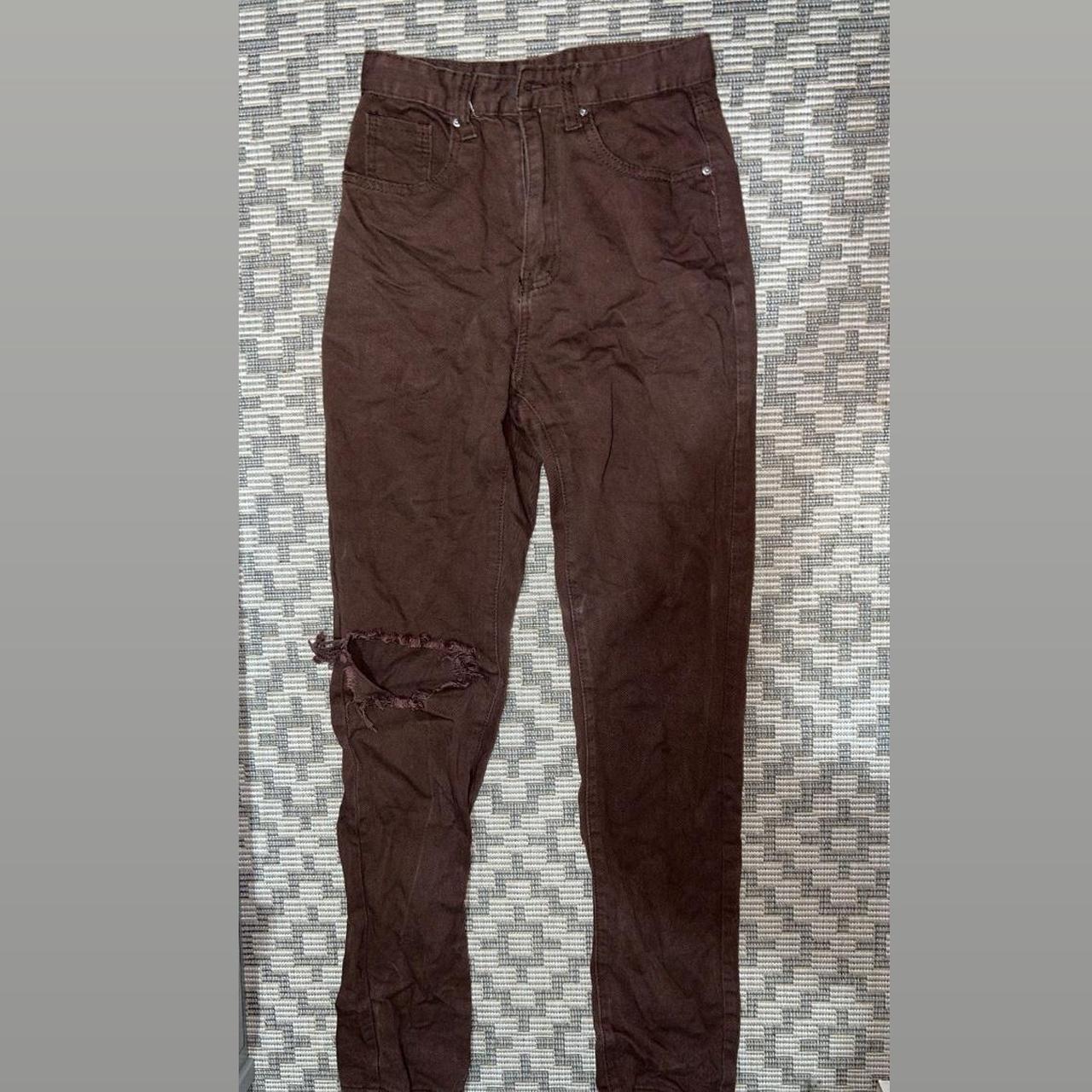 Brown Denim Ripped Jeans Straight Legged Only worn... - Depop