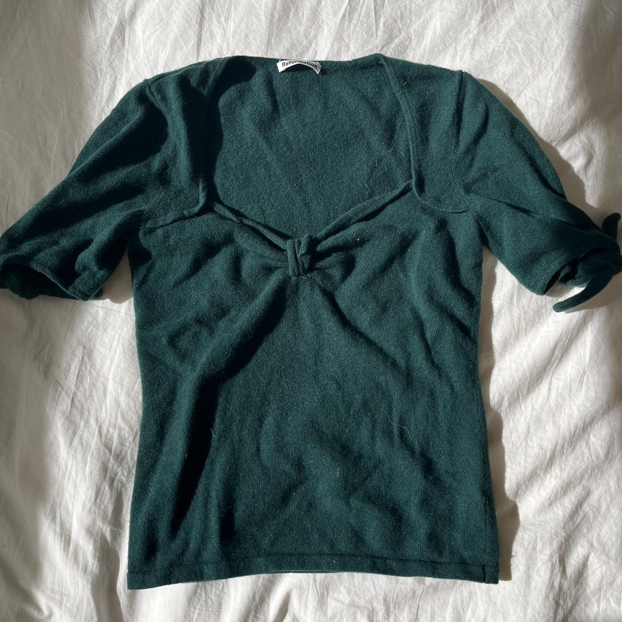reformation green sweater shirt short sleeve and... - Depop