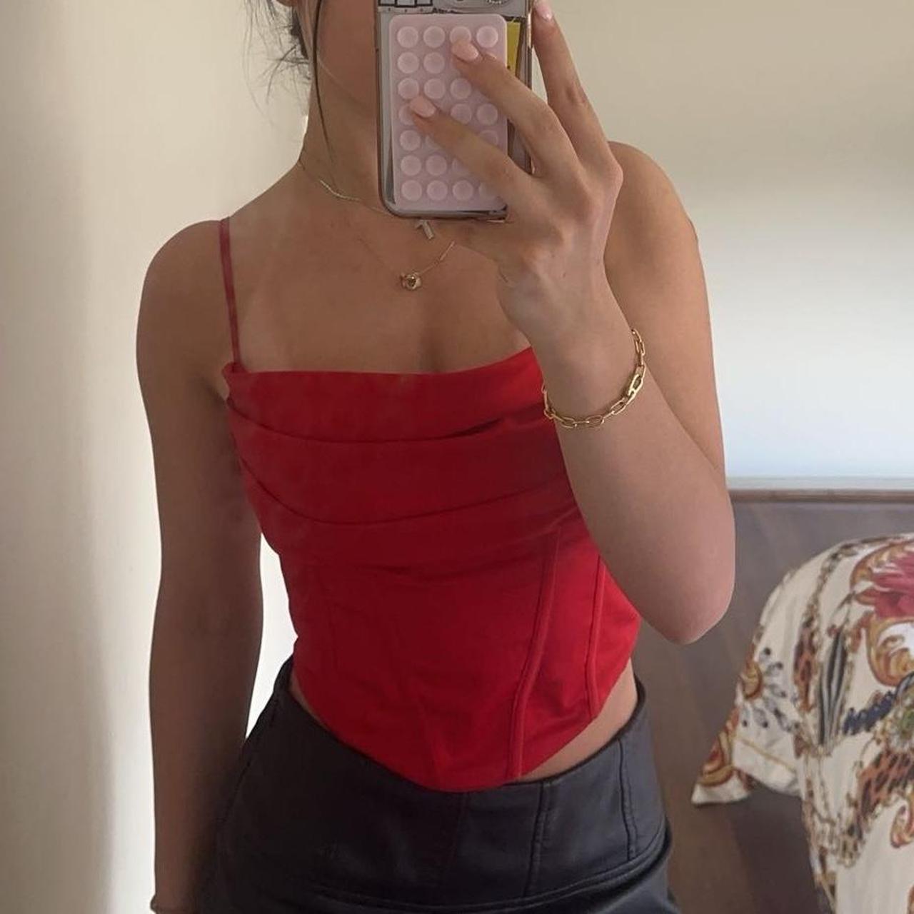 PERFECT STRANGER - red corset top - size 8 - worn... - Depop