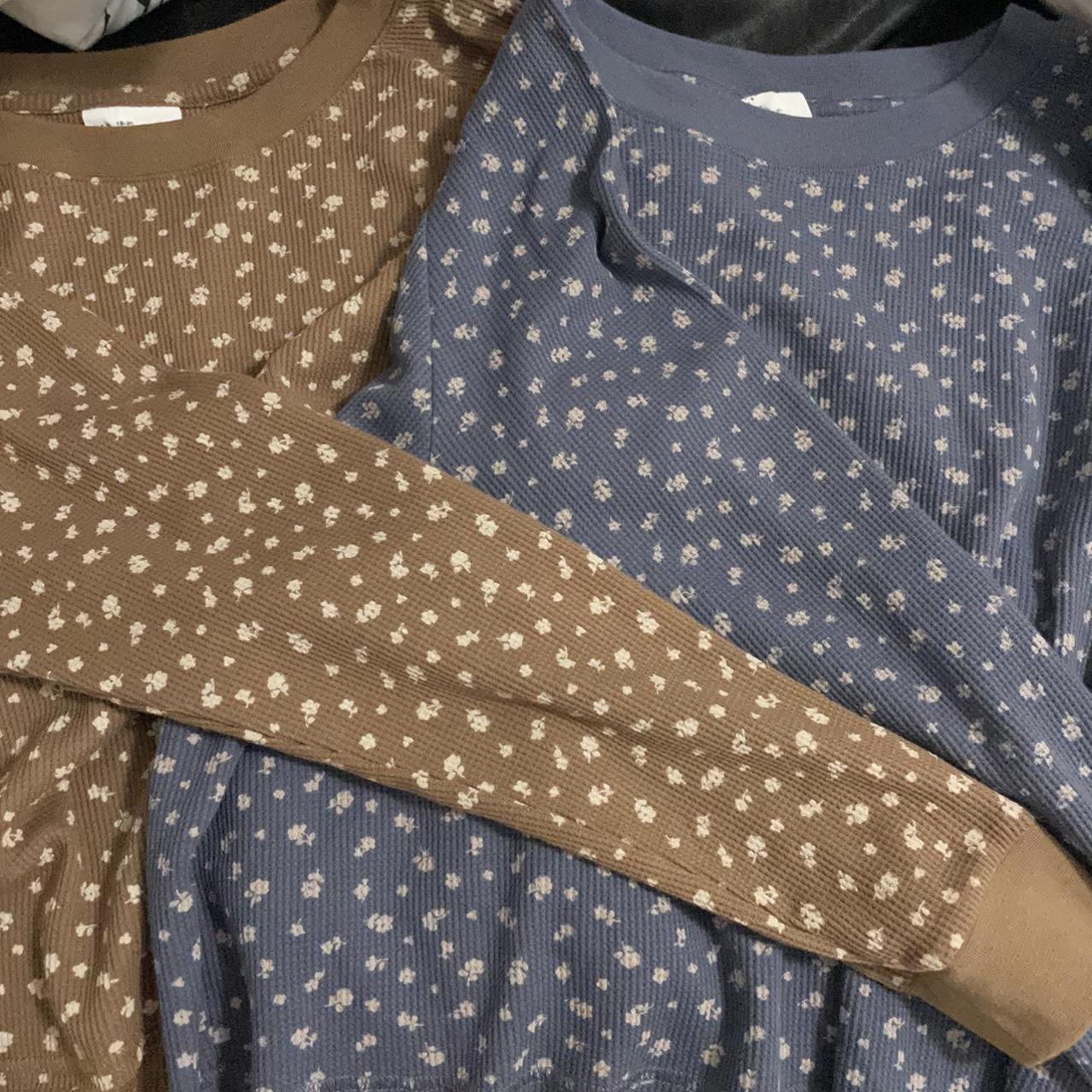 long sleeve floral waffle print shirt two pack ... - Depop