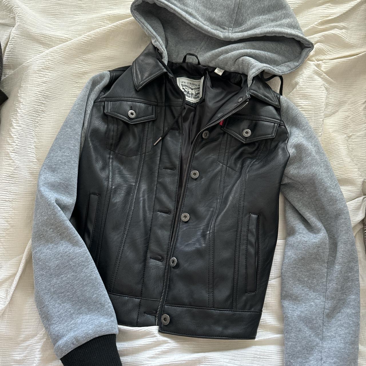 Levi Mixed Material Jacket- Leather Jacket with... - Depop