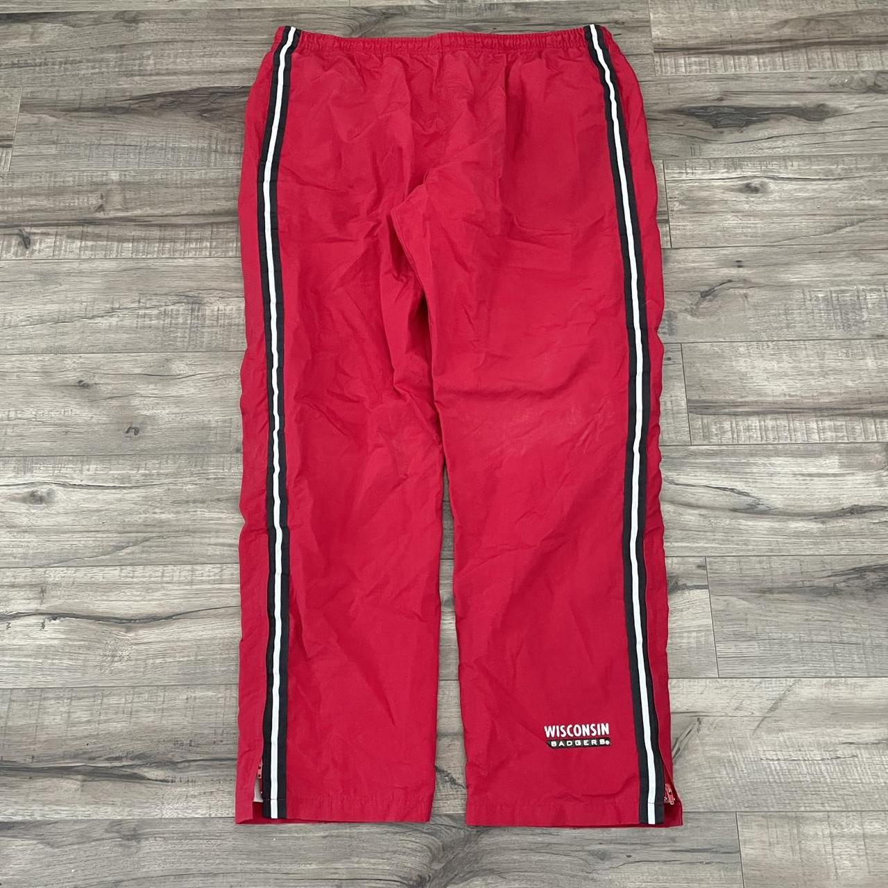 Vintage Wisconsin Badgers Red Track Pants by Gear... | Depop