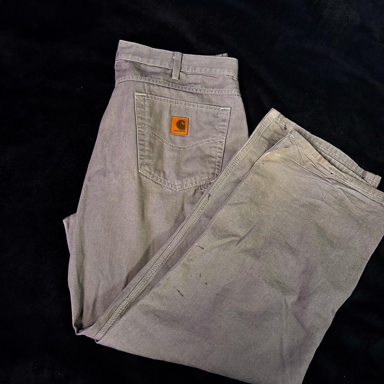 Grey Carhartt Carpenter Pants Hand Distressed and... - Depop