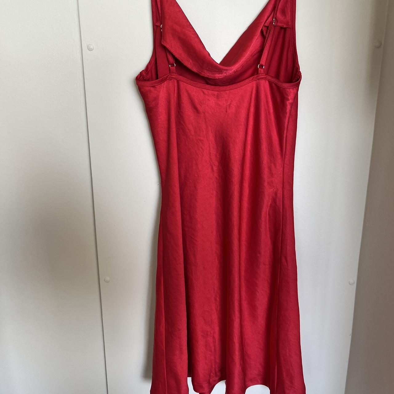 Red slip slinky dress Size 8 Slight hem issue,... - Depop