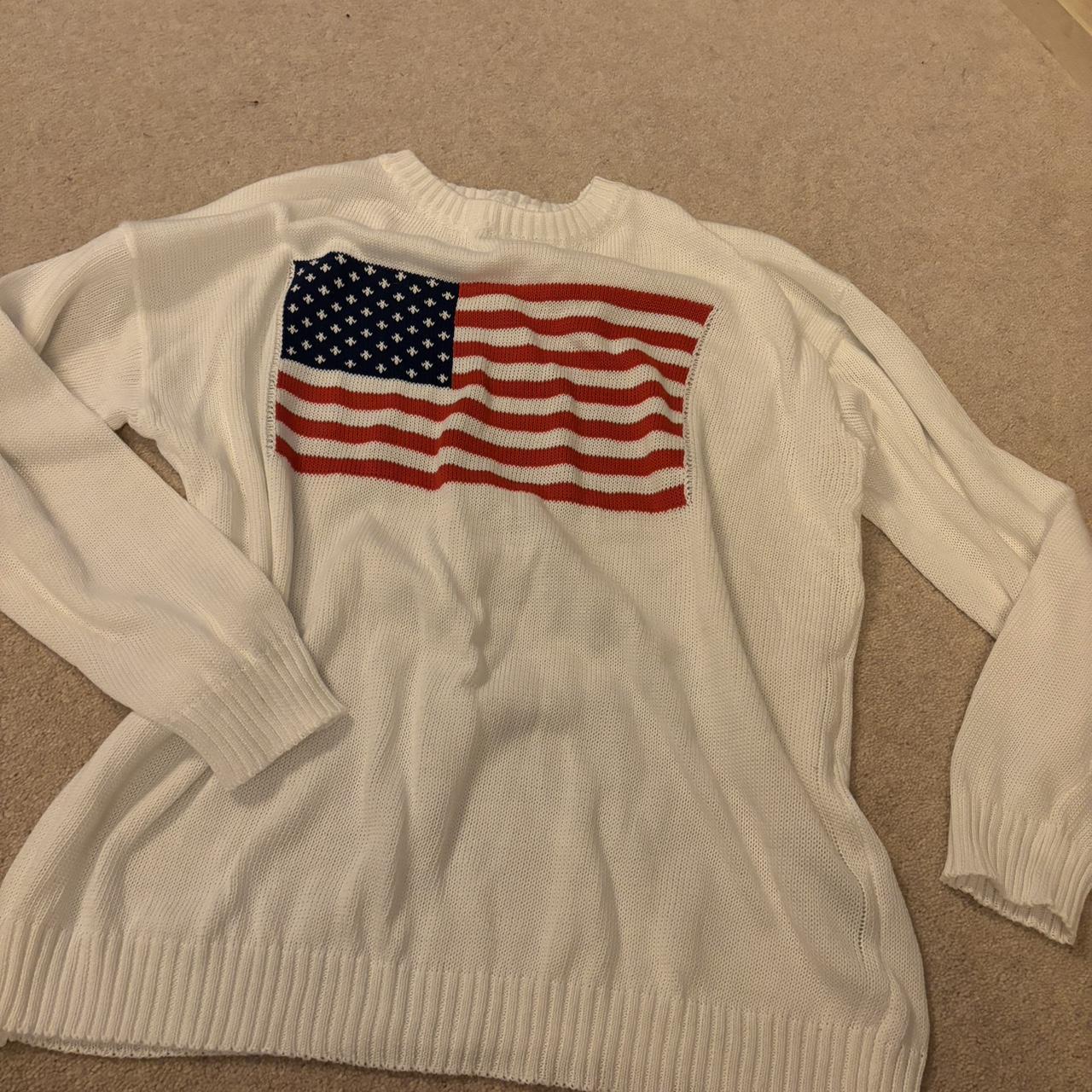 American flag white knitted jumper Unsure on... - Depop