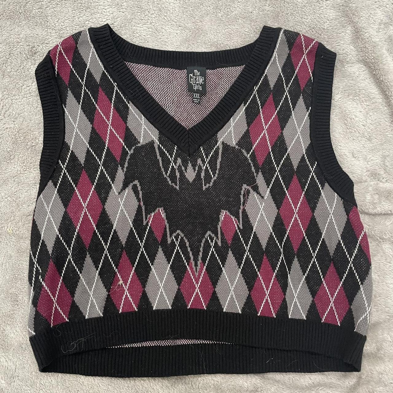 the grave girls plaid bat sweater vest #sweatervest... | Depop
