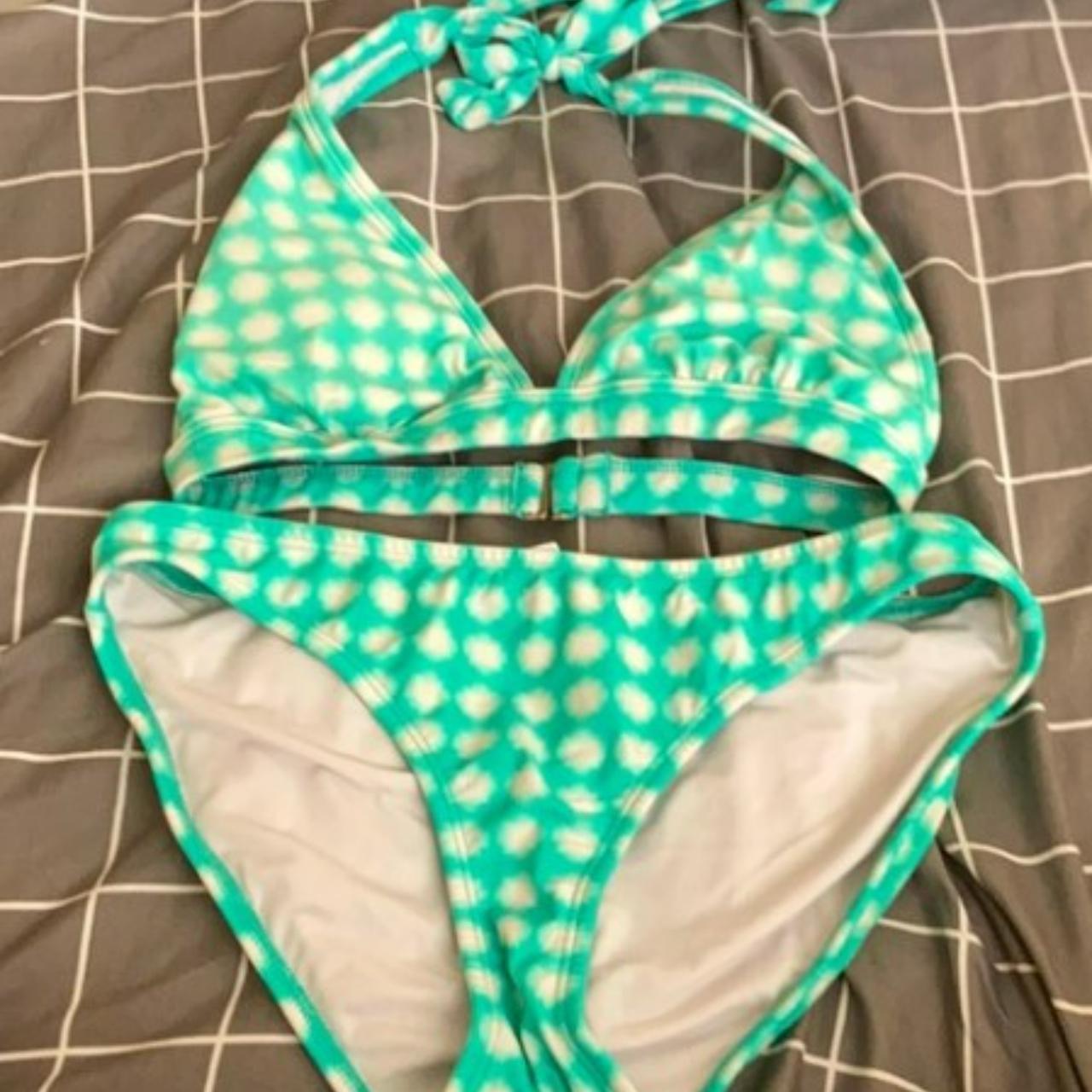 Vineyard Vines Teal and White swimsuit/ bathing... - Depop