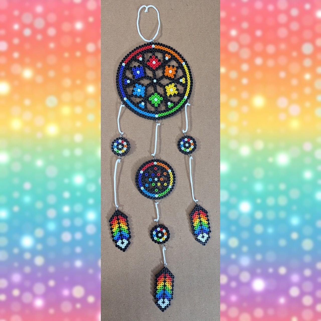 Rainbow Mandala Wind Hanger Perler Bead hanger DM... | Depop