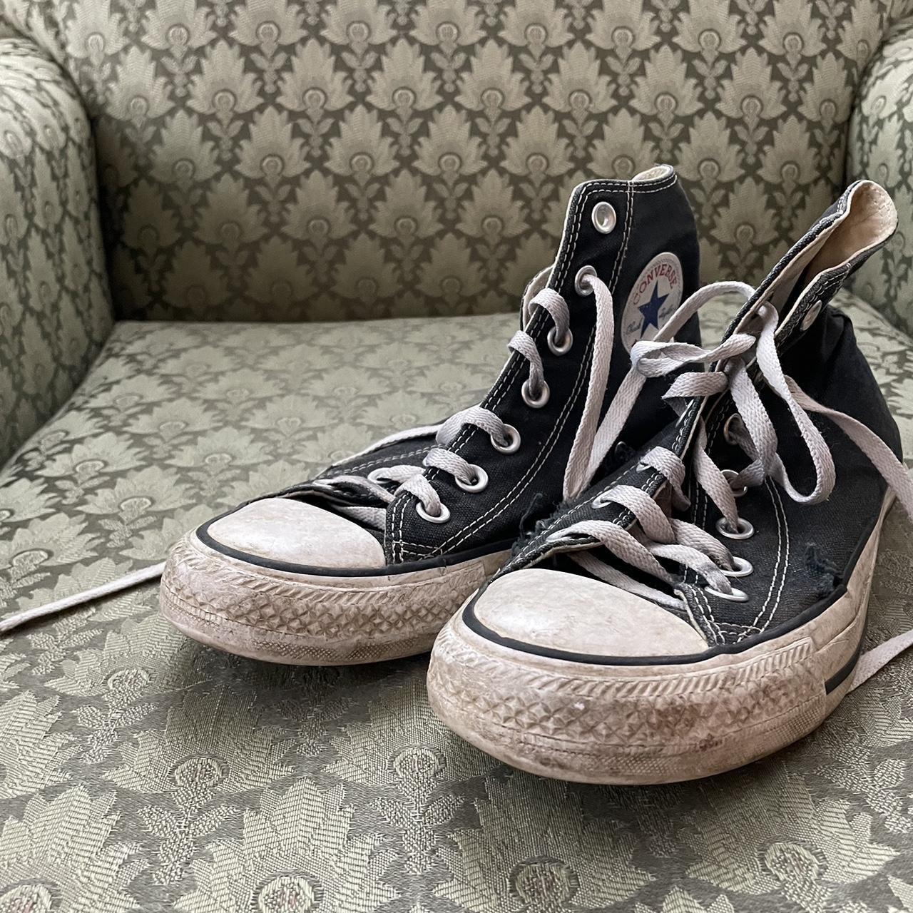 Black high top converse size 8 women’s - Depop