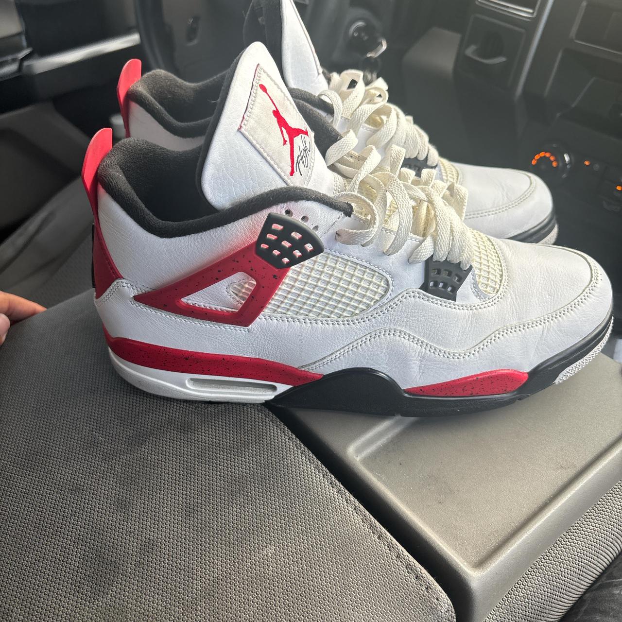 Red white black Jordan fours | Depop