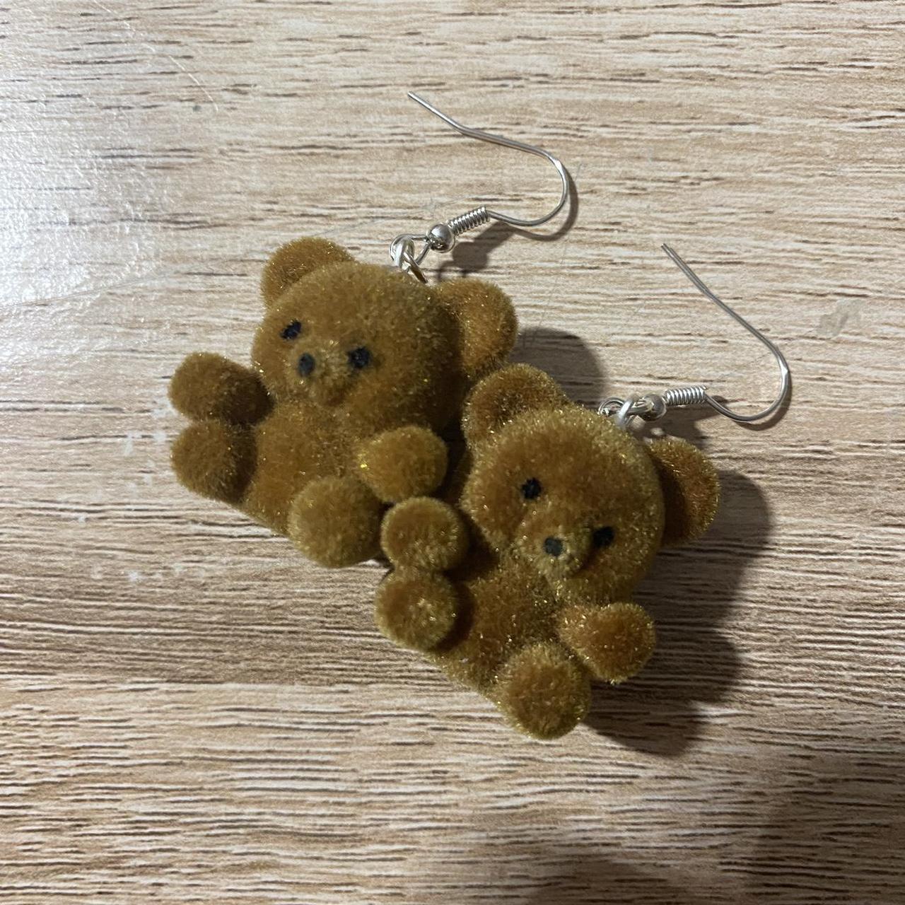 Brown teddy bear earrings! Only worn once. Super... - Depop