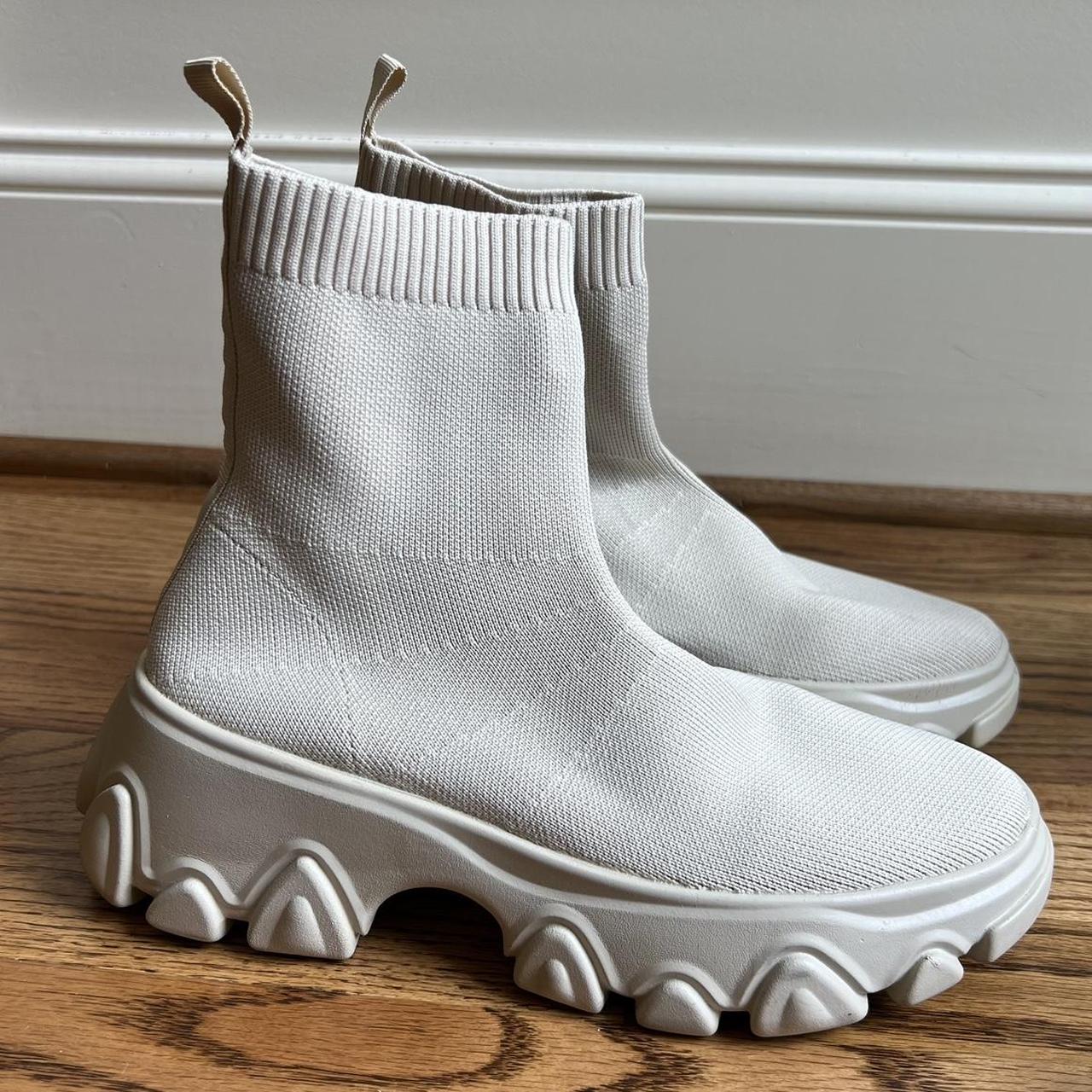 Cream color sock booties/ sneakers. bought from... - Depop