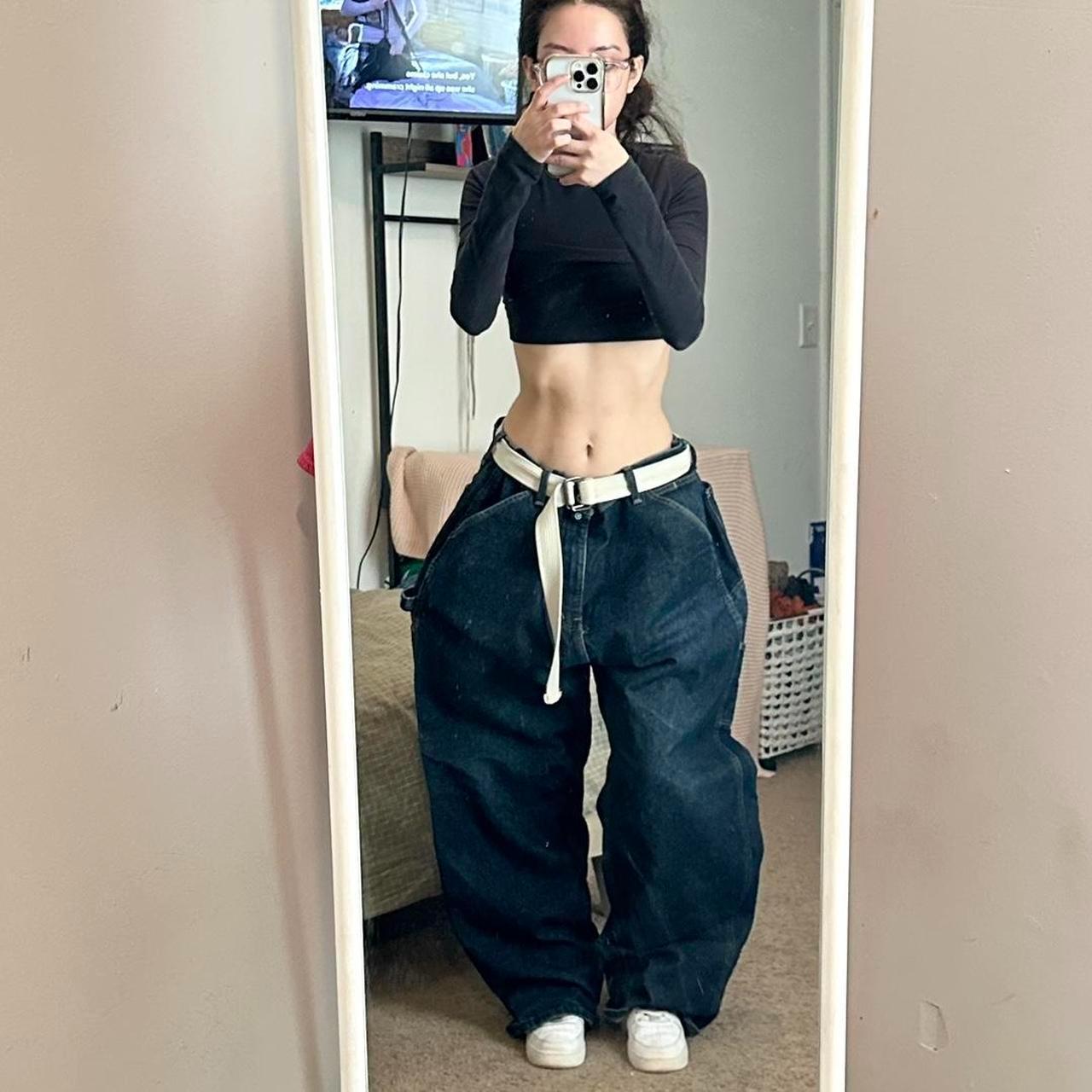 90s 2000s baggy jeans - will fit lowrise on smaller... - Depop