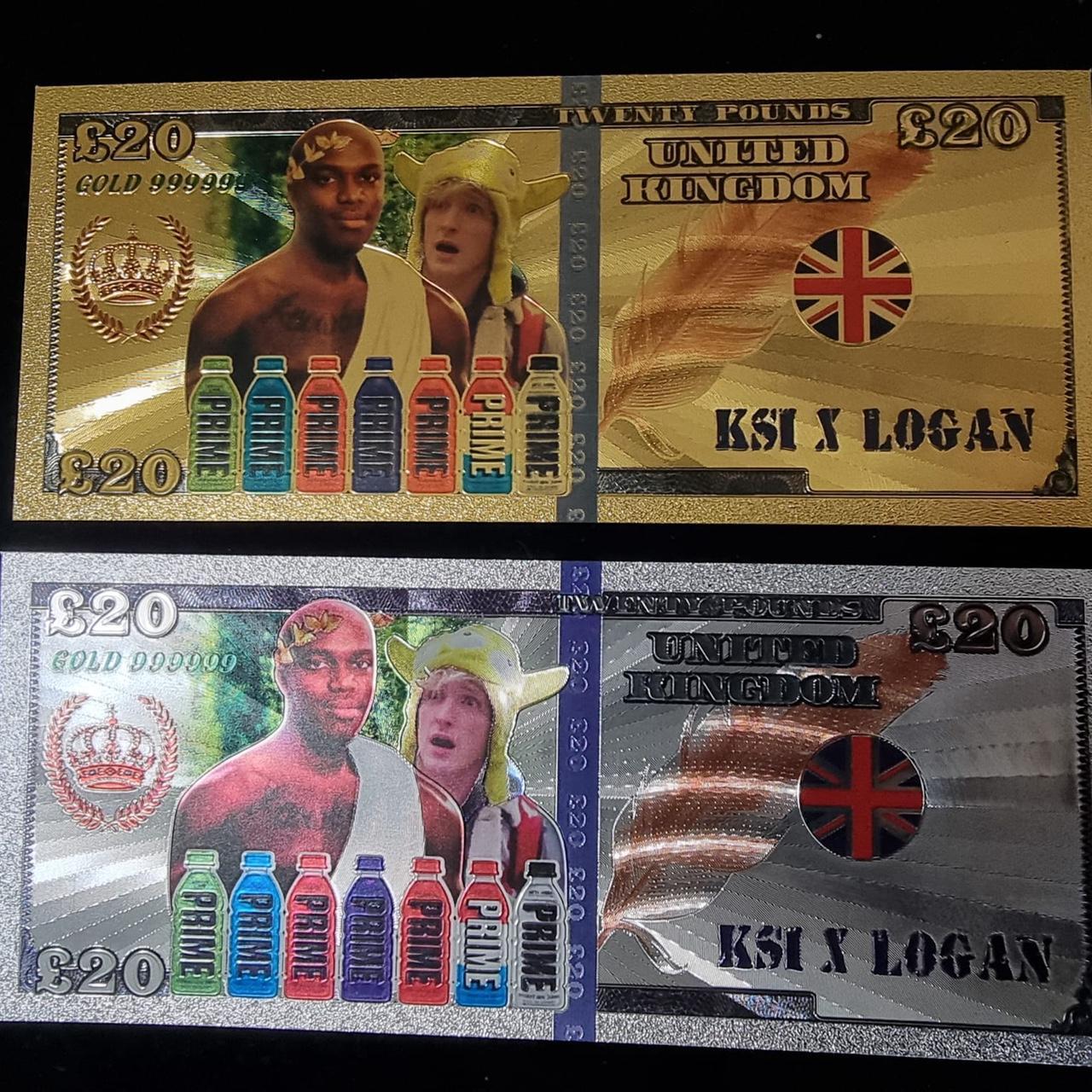 KSI and Logan Paul Prime golden banknotes £12 for... - Depop