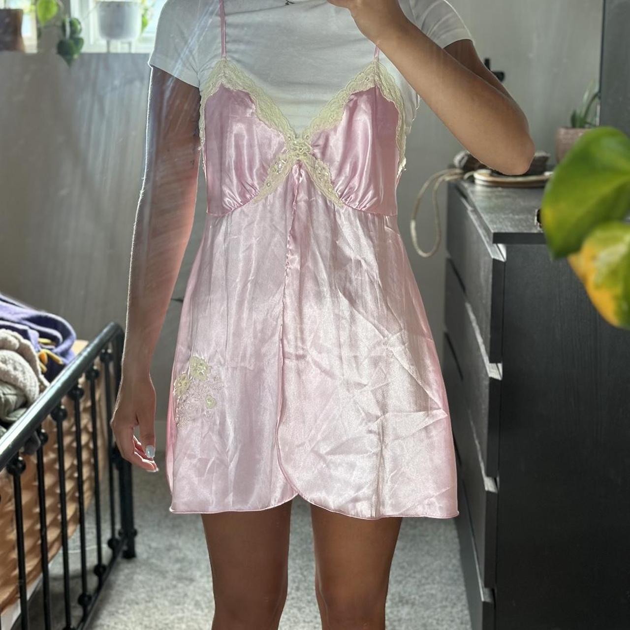 Vintage Slip Dress Size L Pink Silky Slip Dress Depop
