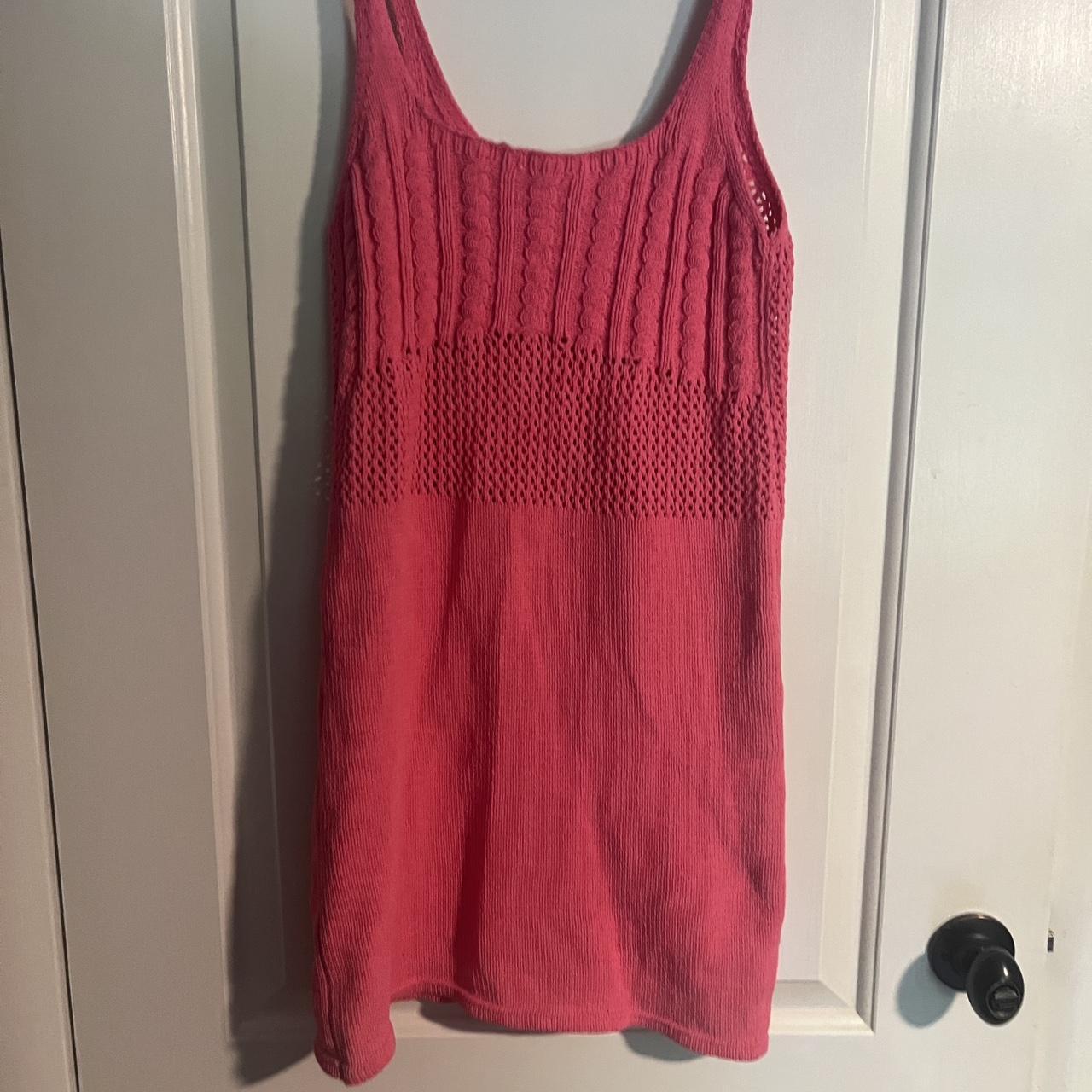 Hot pink Zara crotcheted mini dress Small Good... | Depop