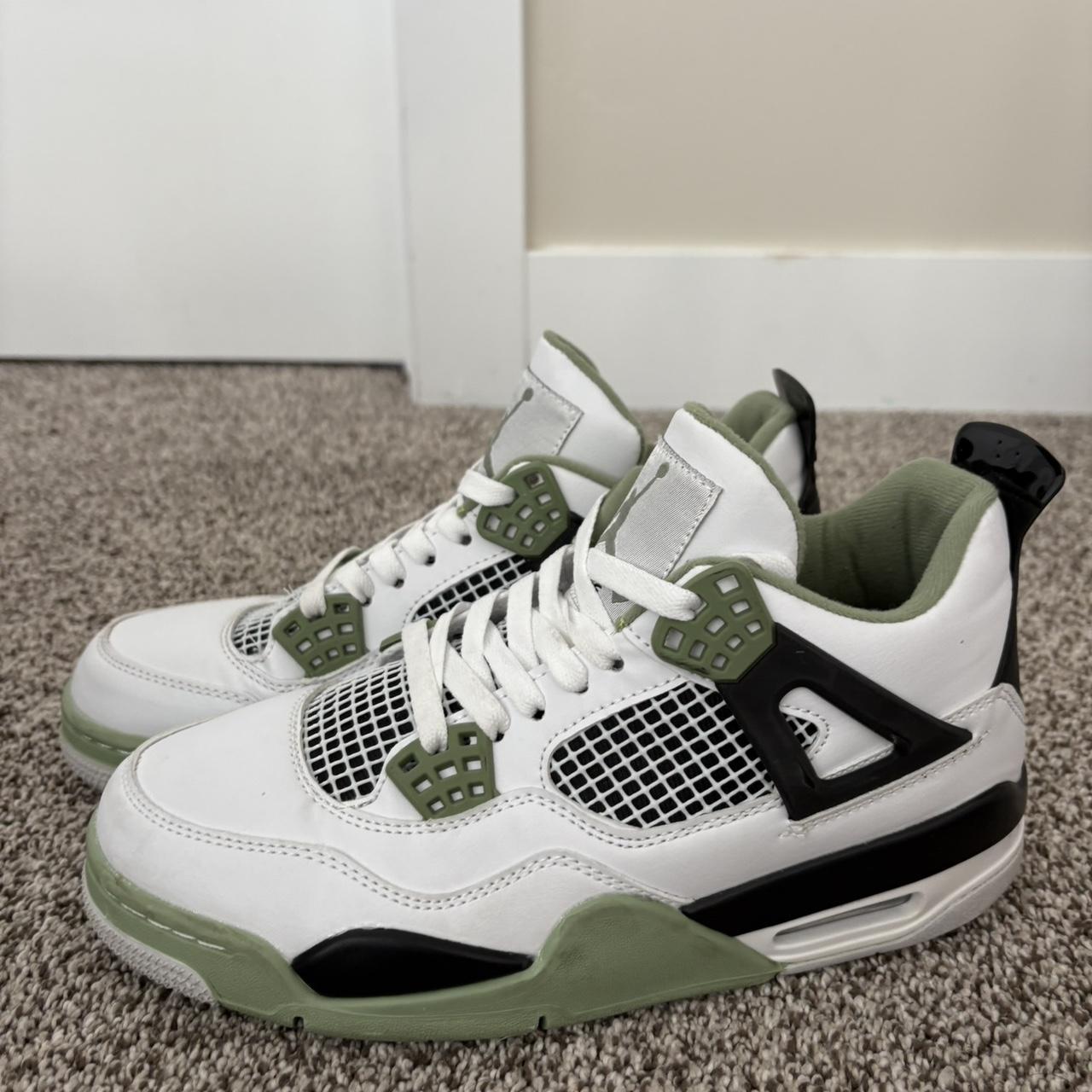 sea foam, black and white jordan 4s, excellent... | Depop