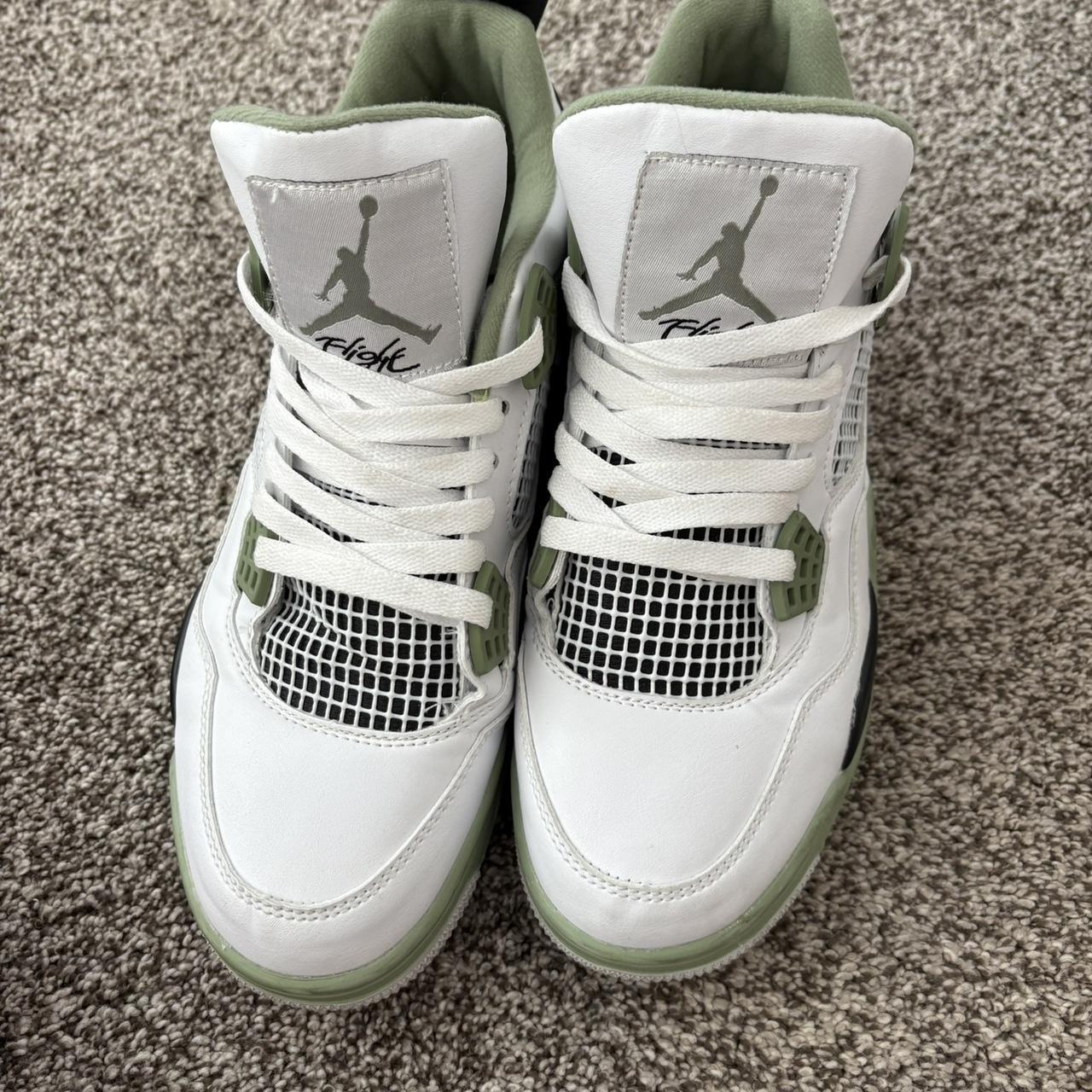 sea foam, black and white jordan 4s, excellent... | Depop